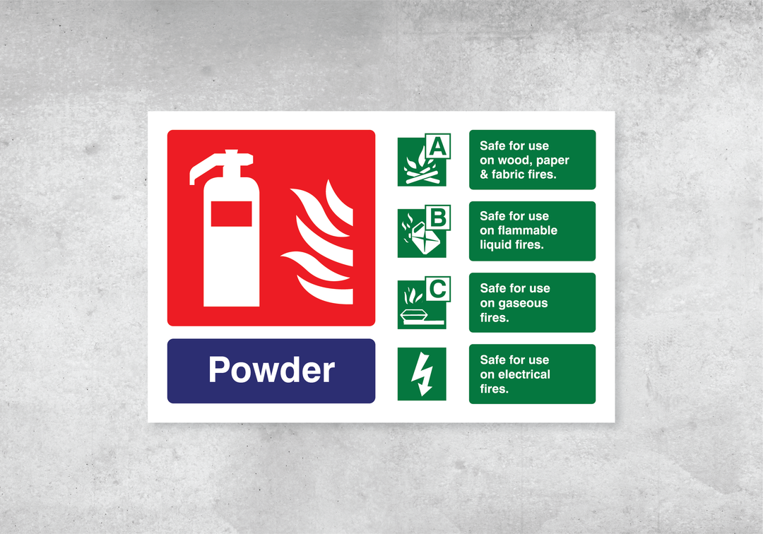 Powder Fire Extinguisher ID Sign - Landscape - 150x100mm - Rigid PVC ...