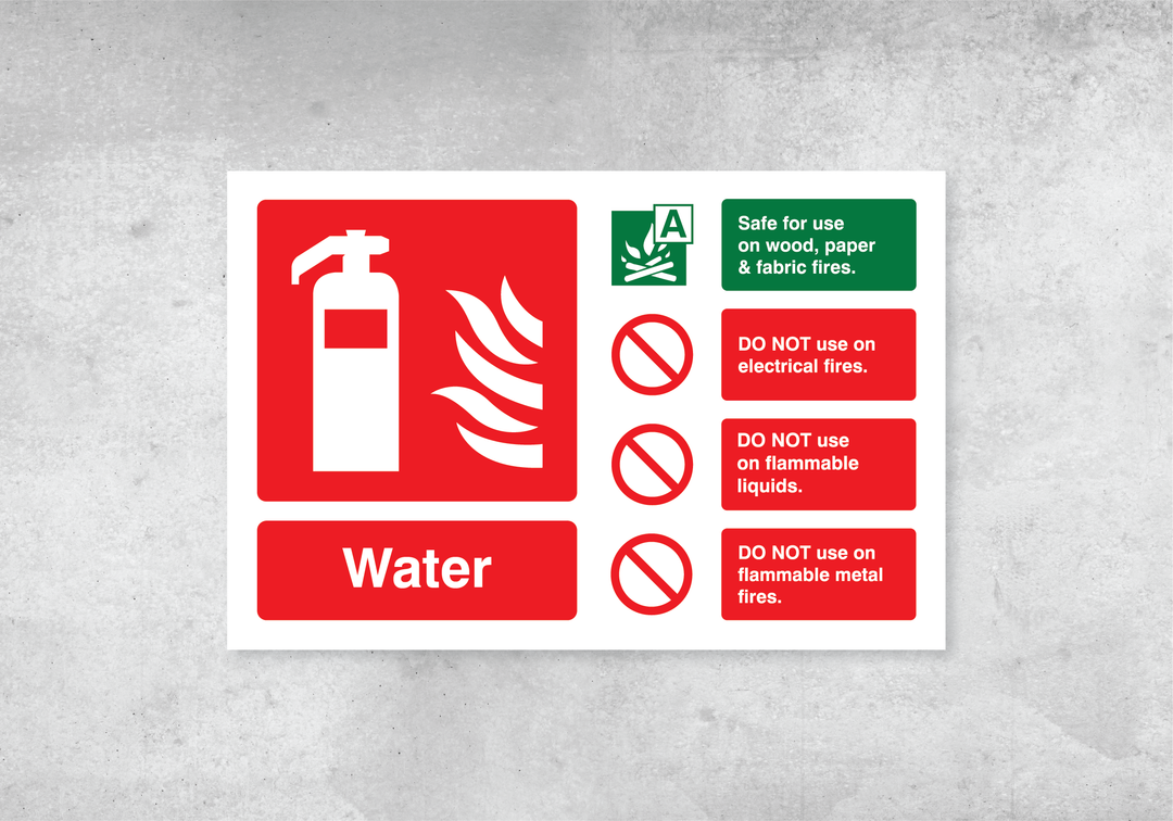 Water Fire Extinguisher ID Sign - Landscape - 150x100mm - Rigid PVC ...