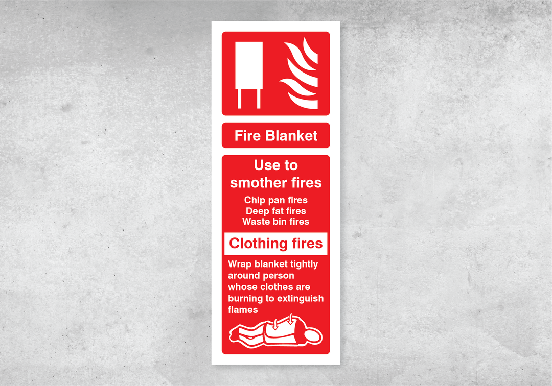 Fire Blanket ID Sign - Portrait - 75x200mm - Rigid PVC – Sovereign Print